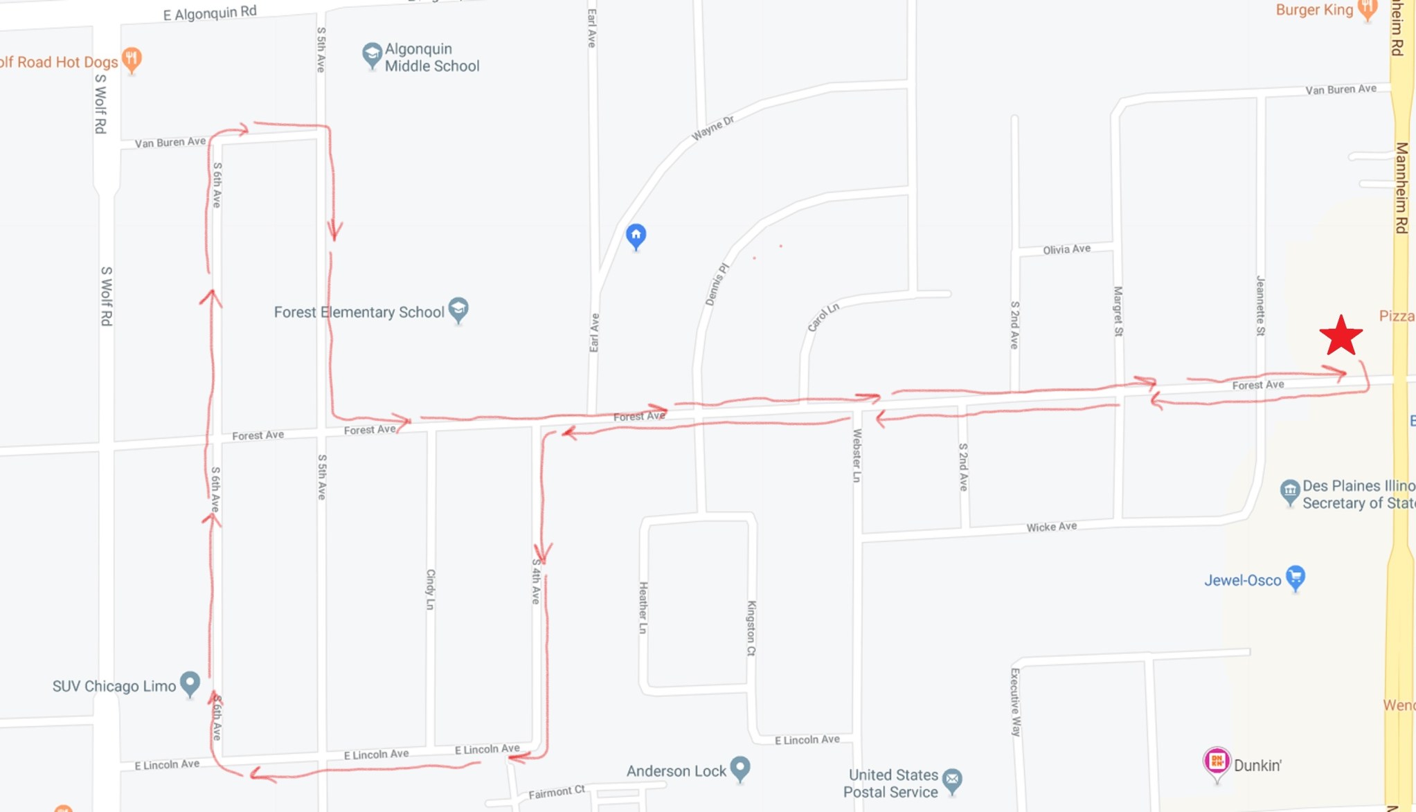 Turkey Trot Route Map – Forest School Area Turkey Trot